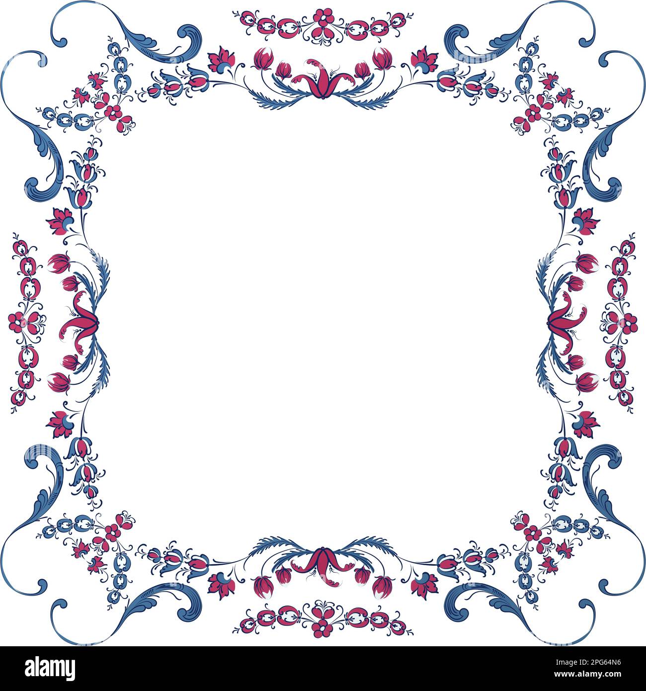 Vector floral frame with traditional Norwegian Rosemaling motif Stock ...