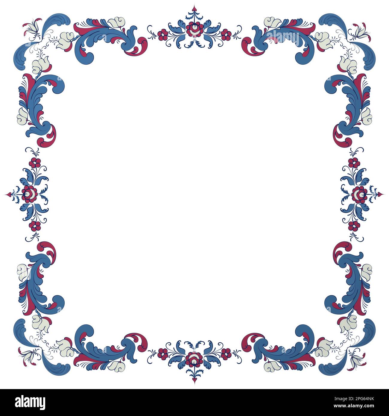 Vector floral frame with traditional Norwegian Rosemaling motif Stock ...