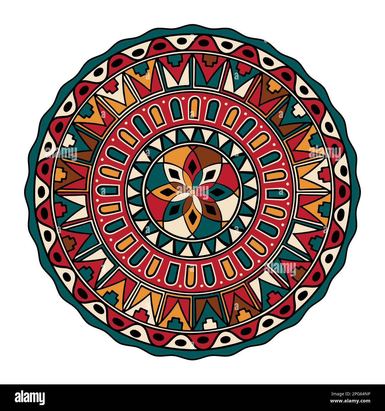 Decorative round tribal design element over white background, vector ...