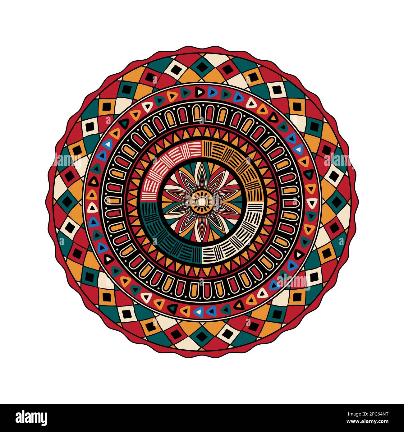 Decorative round tribal design element over white background, vector ...