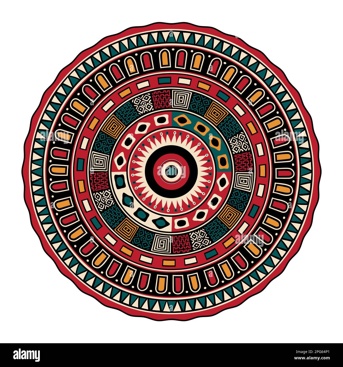 Decorative round tribal design element over white background, vector ...