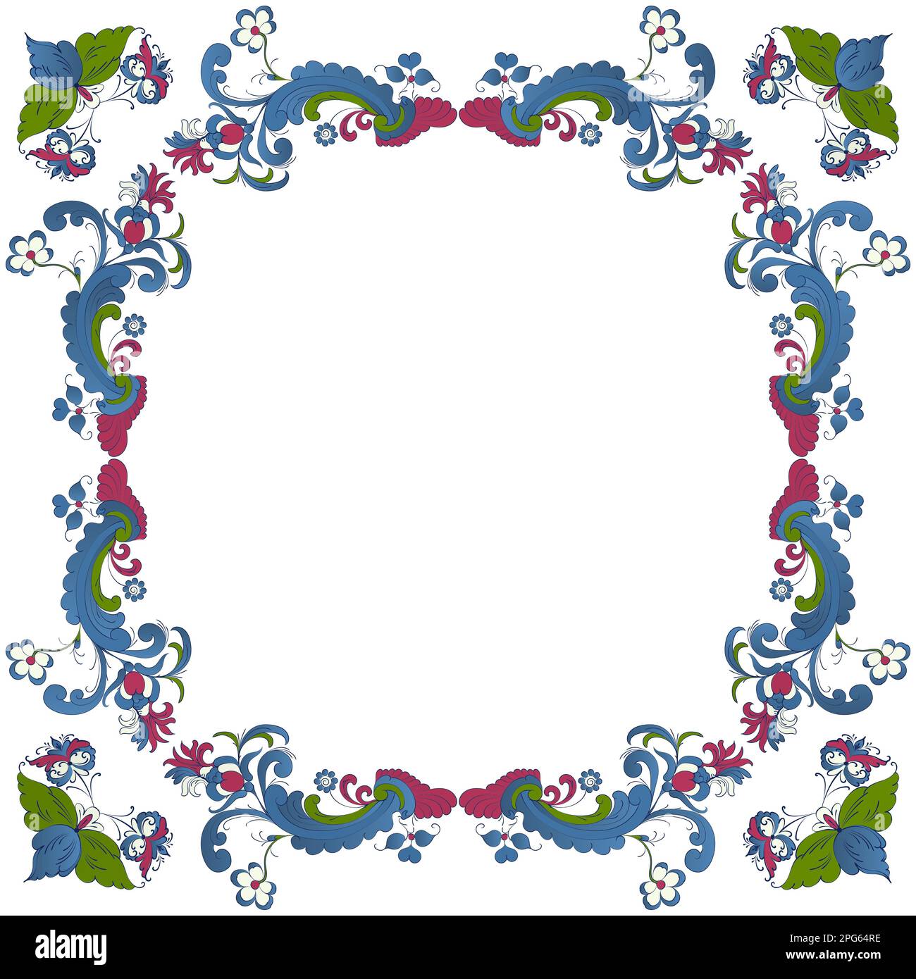 Vector floral frame with traditional Norwegian Rosemaling motif Stock ...