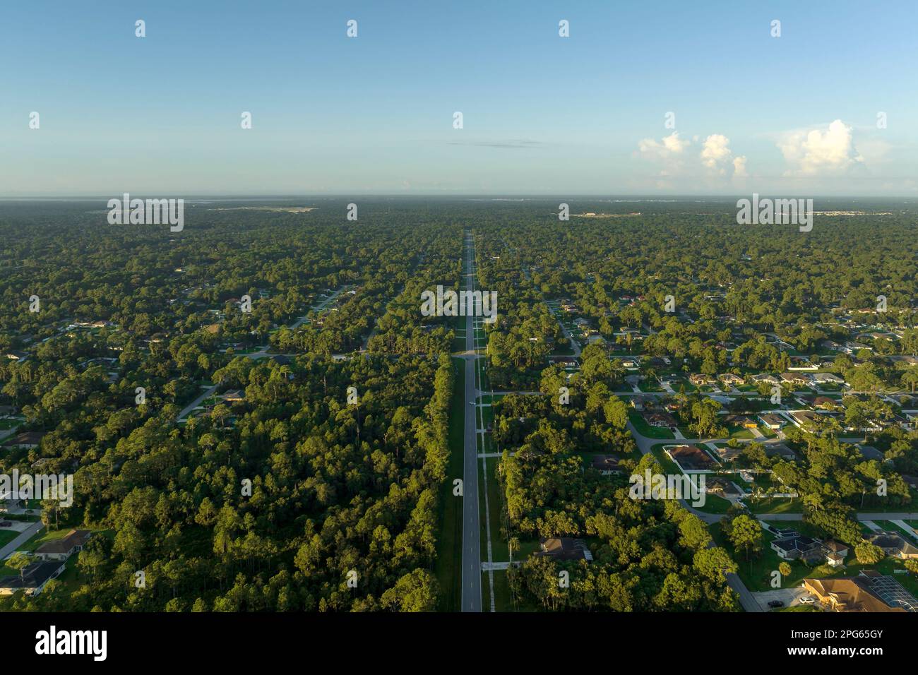 Aerial view of american small town in Florida with private homes ...