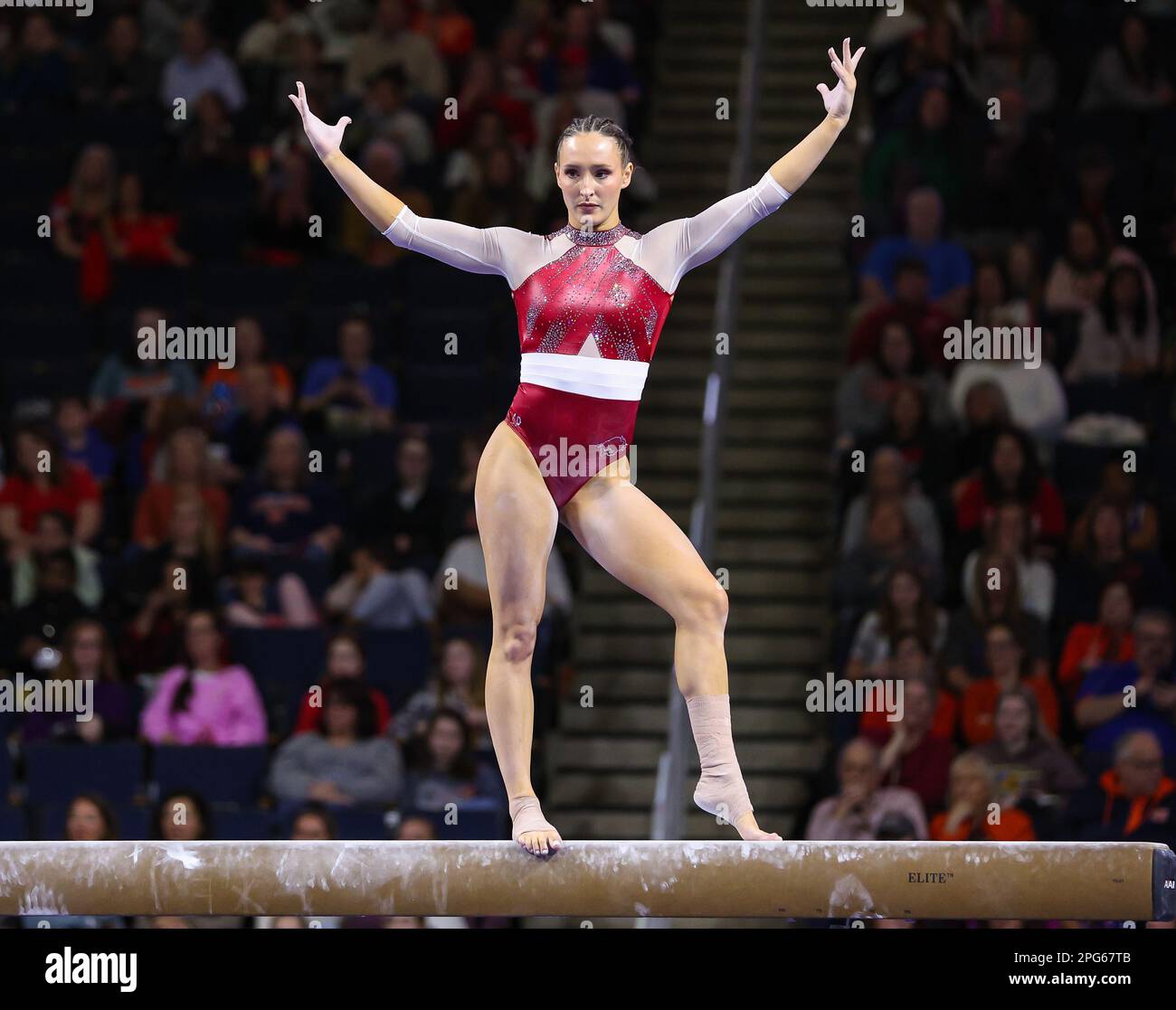 March 18, 2023: Arkansas' Kennedy Hambrick competes on the balance beam ...