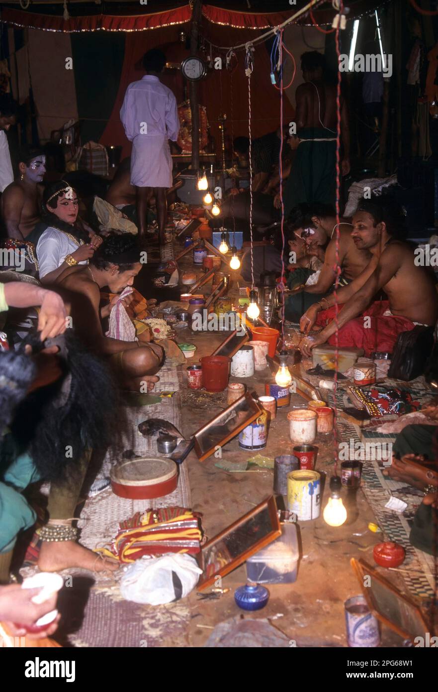 Green Room, the Yakshagana performers do their own makeup. The heavy ...