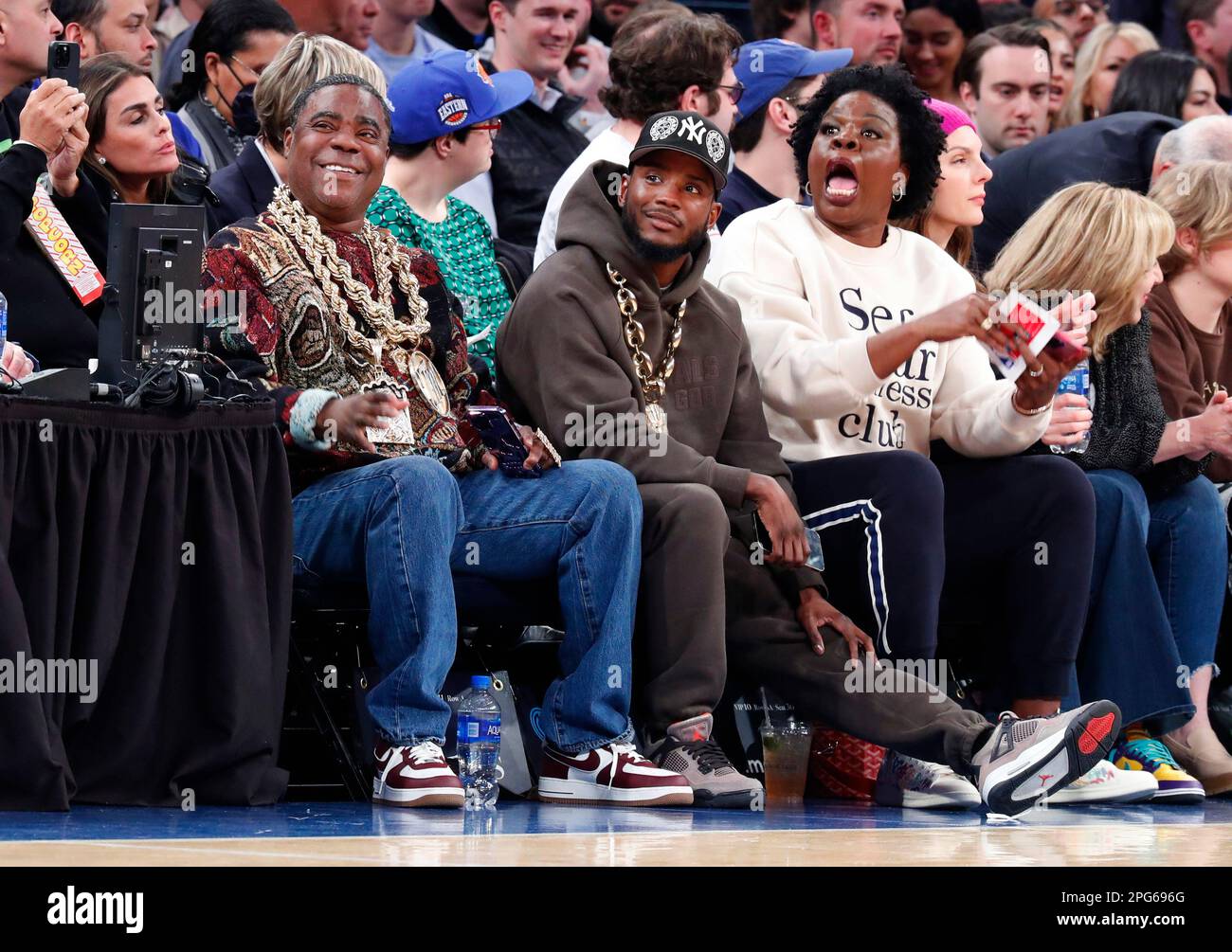 Comedians Tracy Morgan, front left, and Leslie Jones, third from front ...