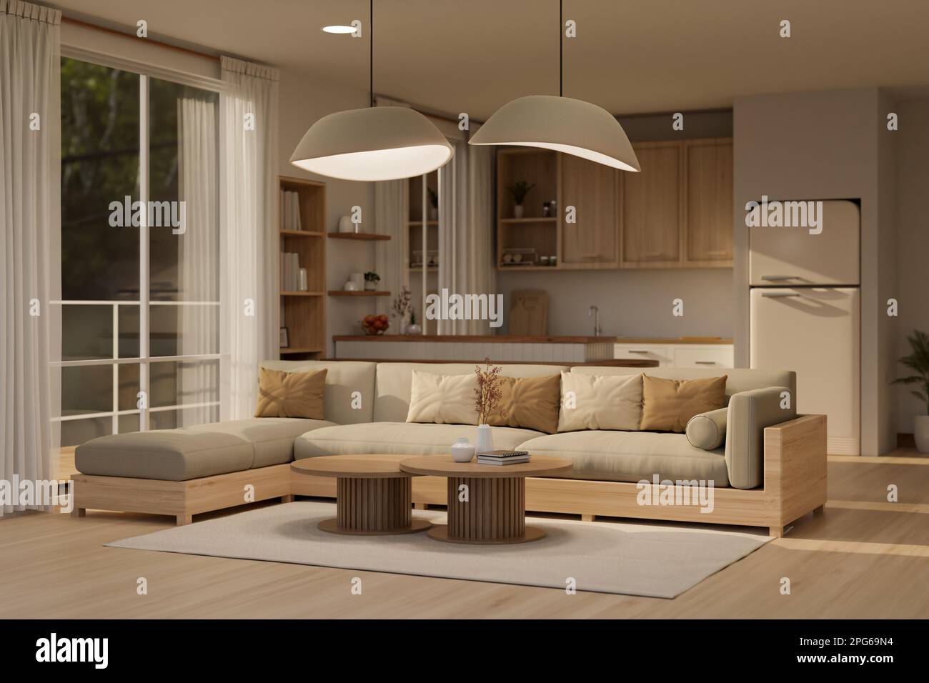 Modern contemporary and cozy living room interior design with large ...