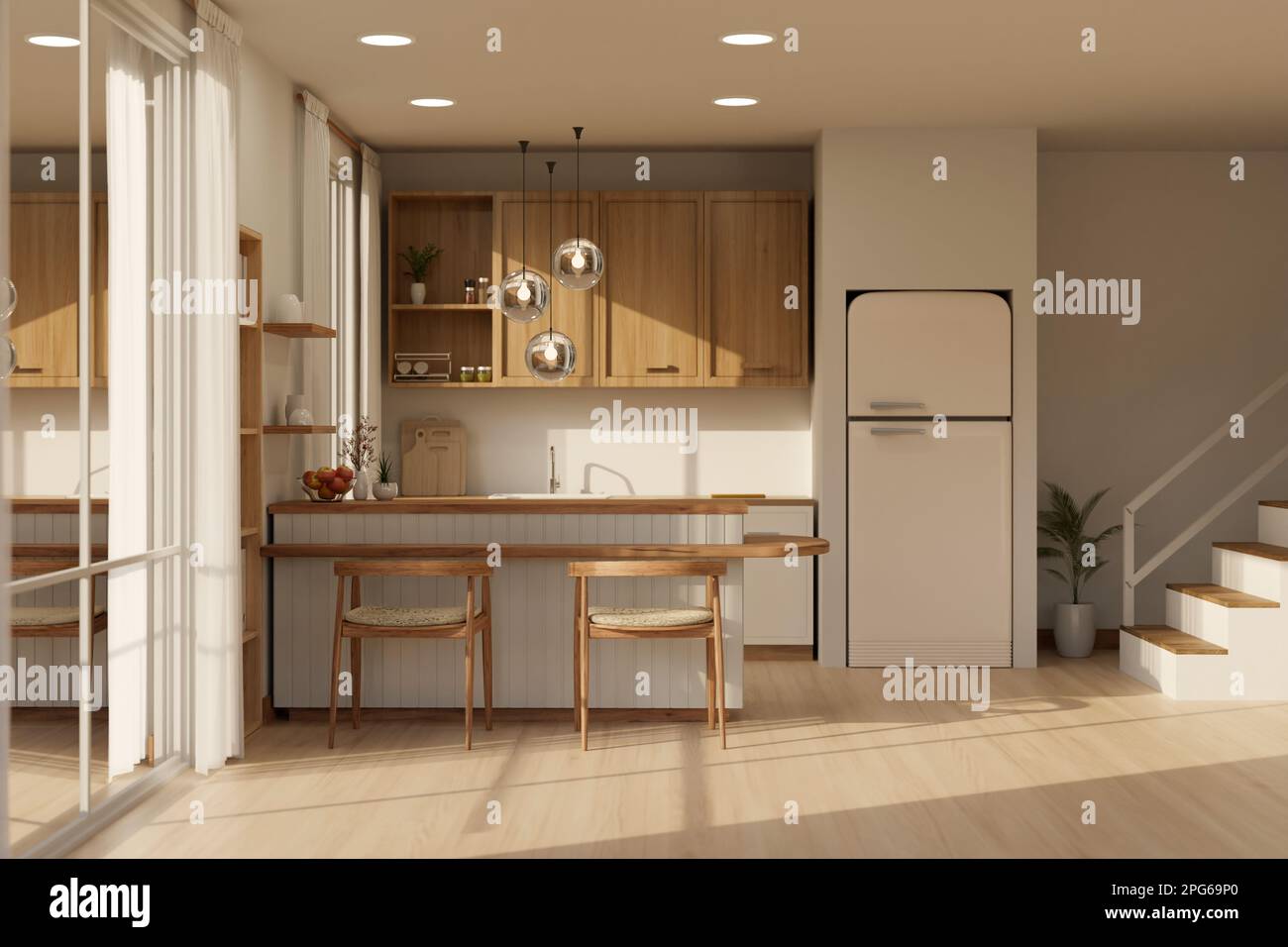 Beautiful Scandinavian kitchen interior design in white and wood ...