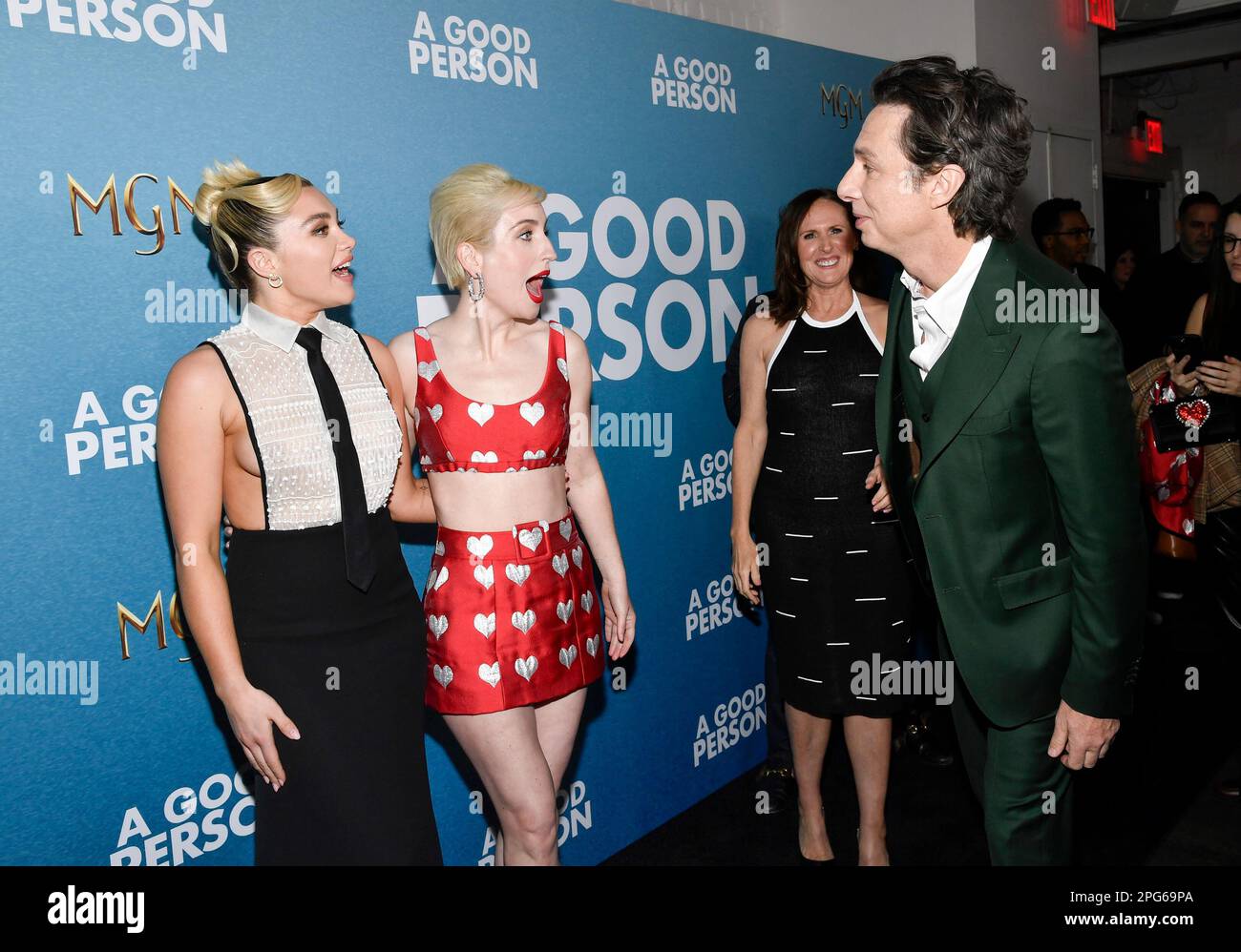 Florence Pugh, left, Zoe Lister-Jones, Molly Shannon and Zach Braff ...