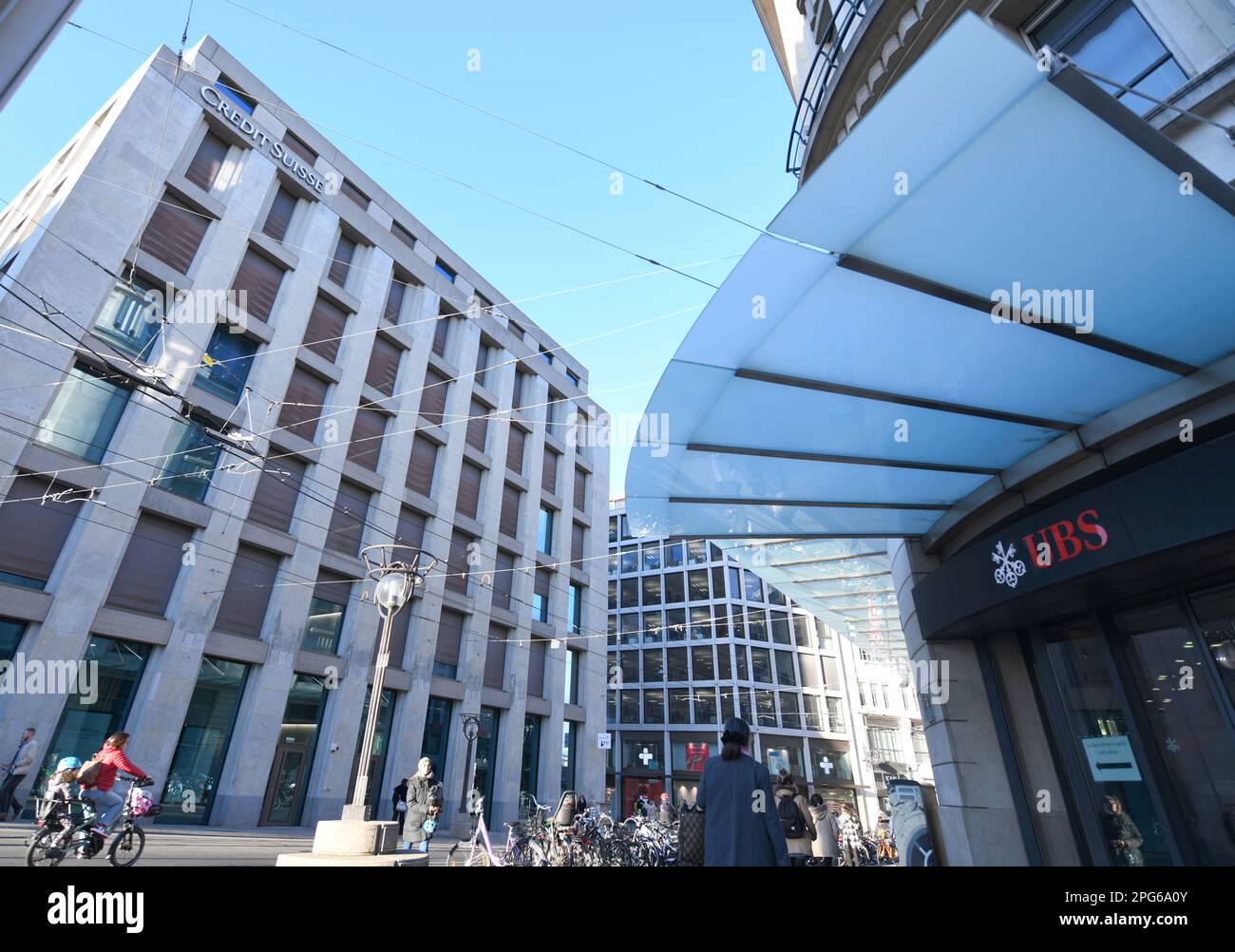Geneva. 20th Mar, 2023. This photo taken on March 20, 2023 shows logos ...