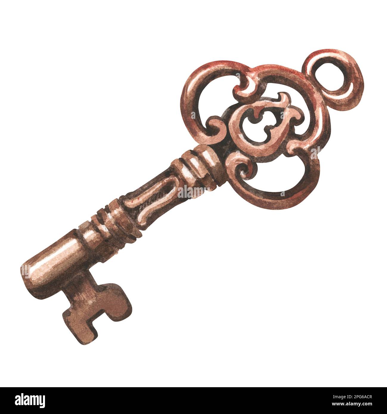 Old key on a white background. Watercolor illustration Stock Photo - Alamy