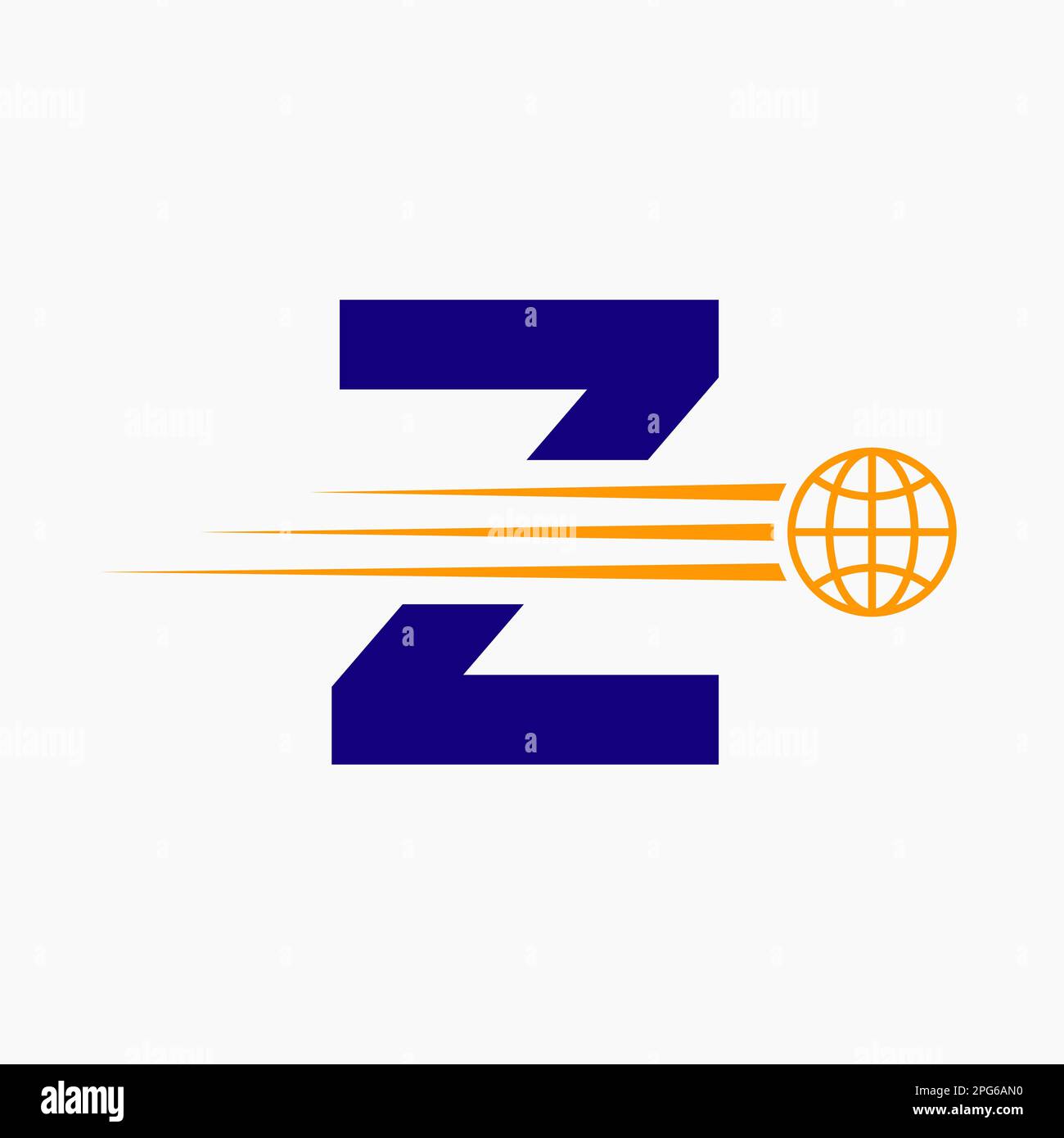 Letter Z Global Logo Concept With Moving World Icon. Global Logotype ...