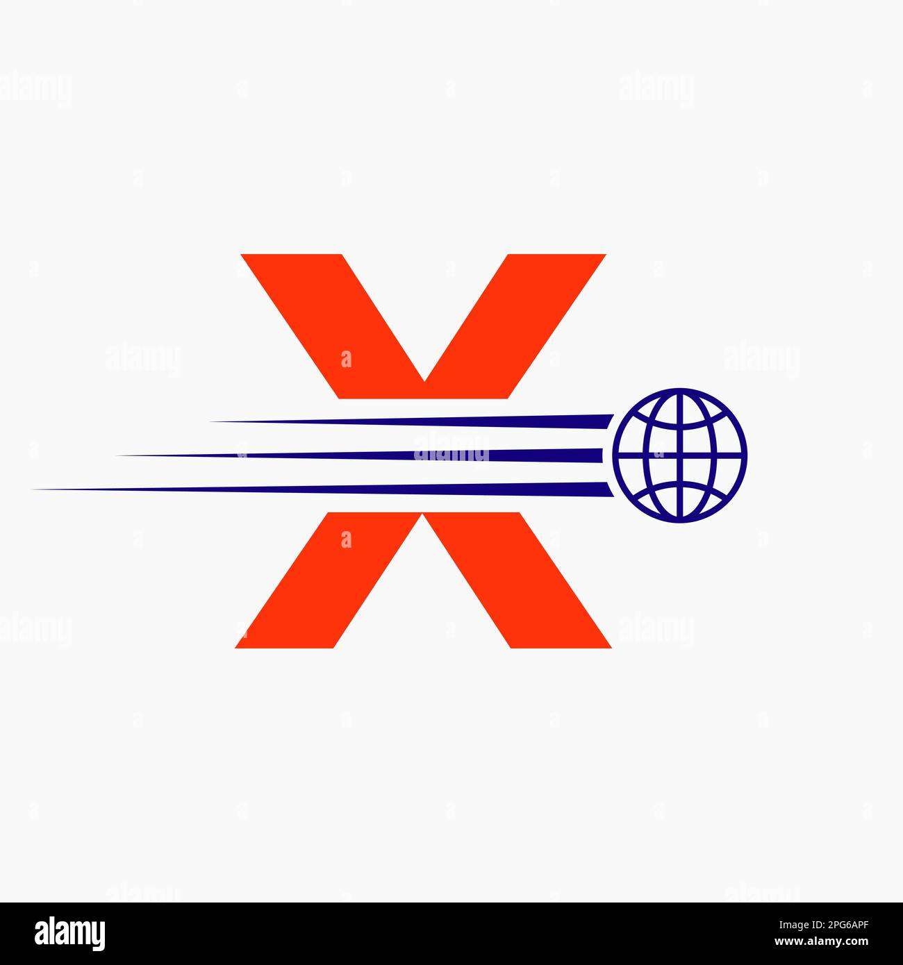 Letter X Global Logo Concept With Moving World Icon. Global Logotype ...