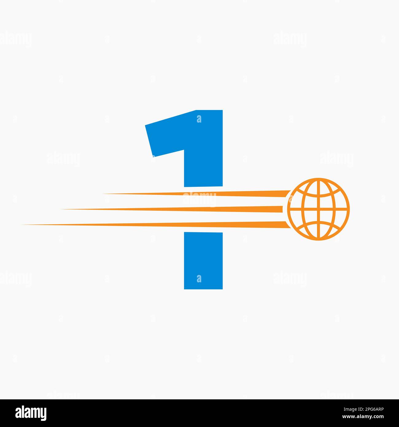 Letter 1 Global Logo Concept With Moving World Icon. Global Logotype ...