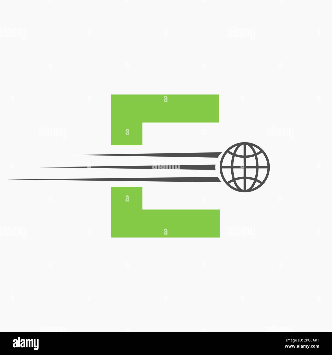 Letter E Global Logo Concept With Moving World Icon. Global Logotype ...
