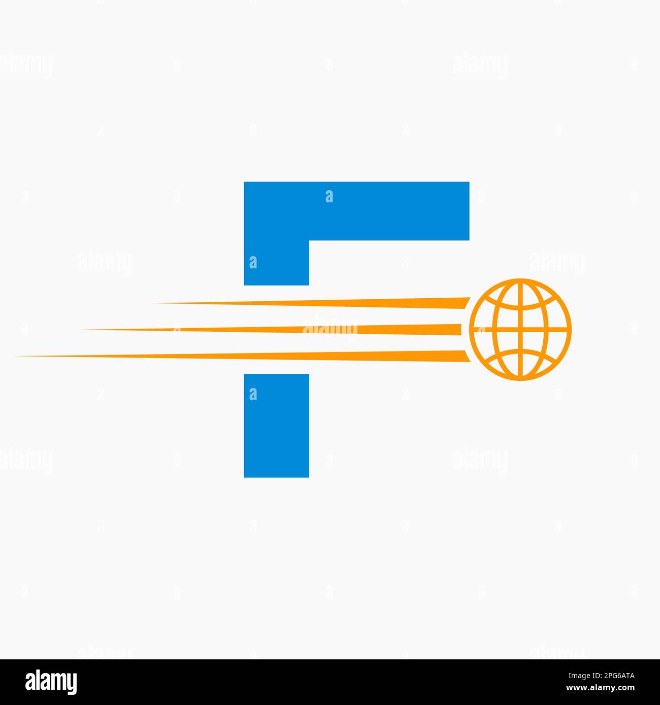 Letter F Global Logo Concept With Moving World Icon. Global Logotype ...