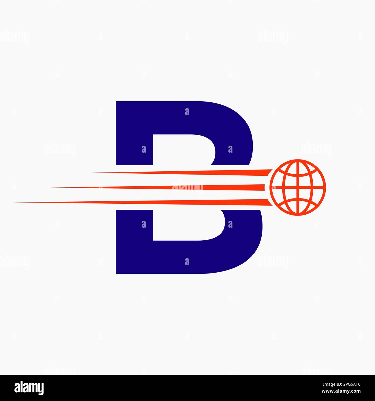 Letter B Global Logo Concept With Moving World Icon. Global Logotype ...