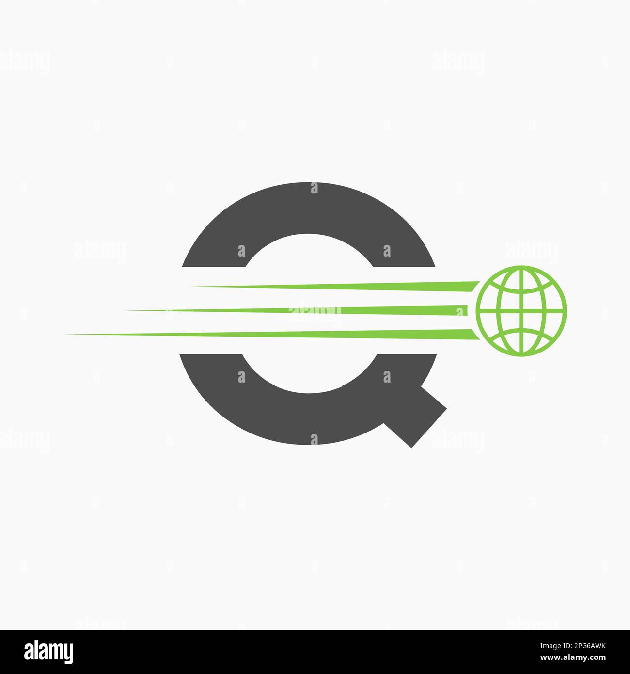 Letter Q Global Logo Concept With Moving World Icon. Global Logotype ...