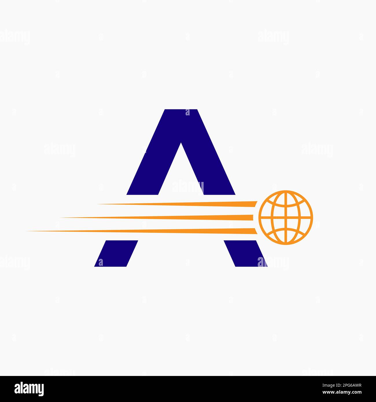 Letter A Global Logo Concept With Moving World Icon. Global Logotype ...