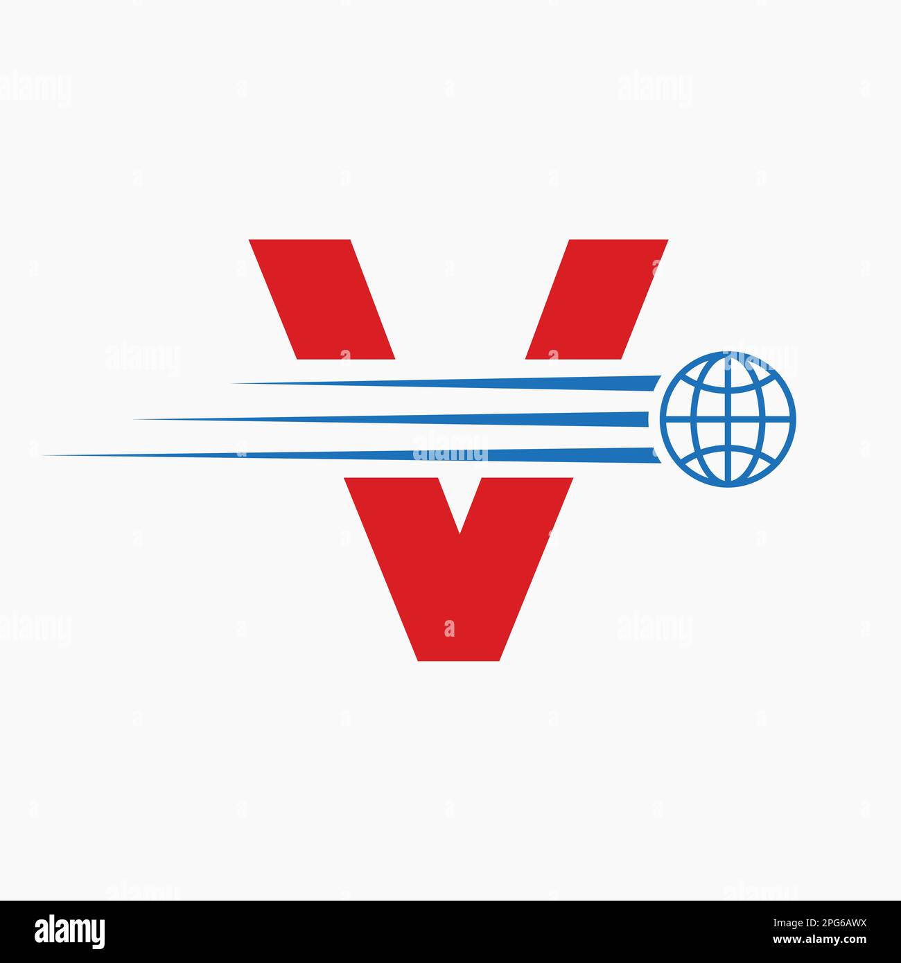 Letter V Global Logo Concept With Moving World Icon. Global Logotype ...
