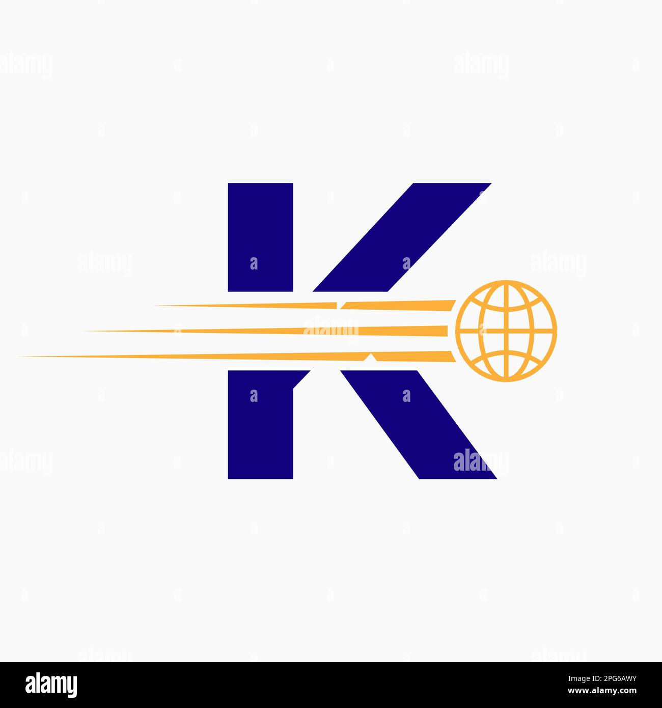 Letter K Global Logo Concept With Moving World Icon. Global Logotype ...