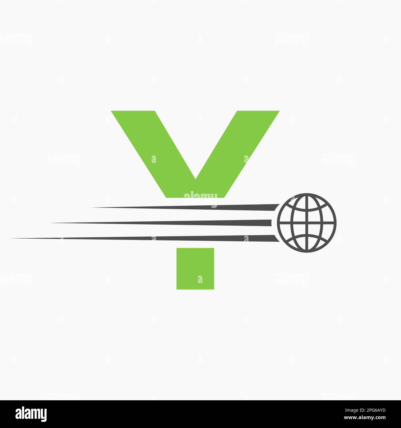Letter Y Global Logo Concept With Moving World Icon. Global Logotype ...