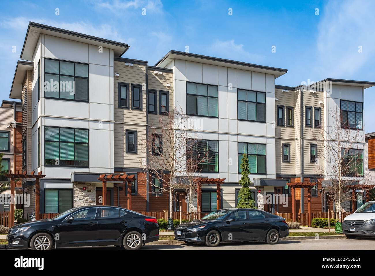 New residential townhouses. Modern apartment buildings in Vancouver ...
