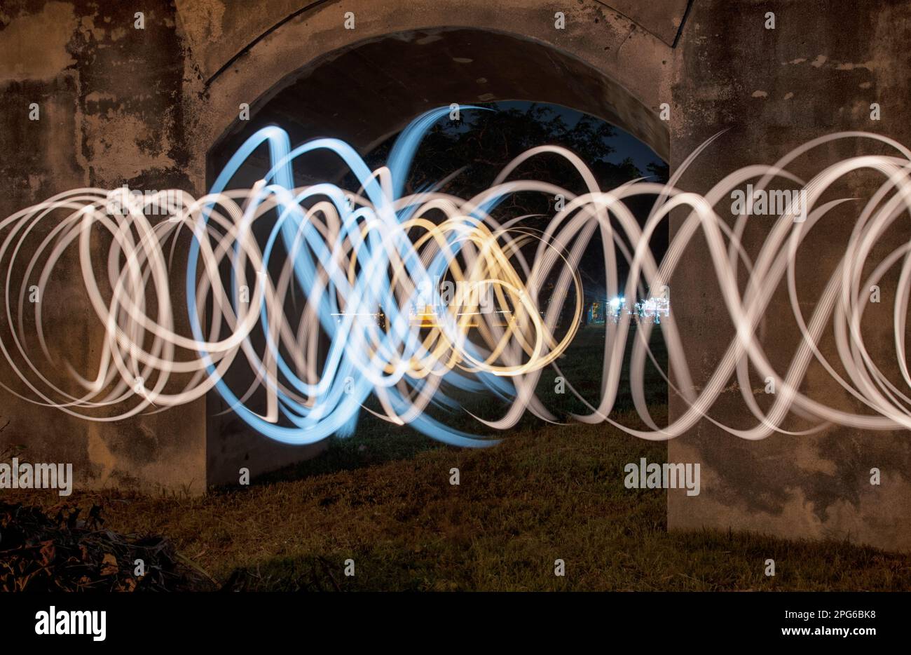circles of emitting light from spinning a LED torchlight Stock Photo ...