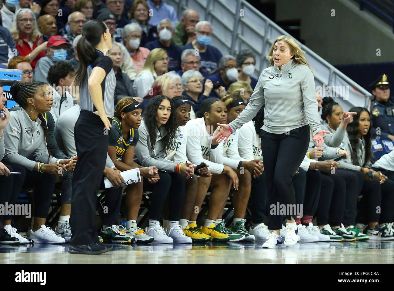 STORRS, CT - MARCH 20: Baylor Bears head coach Nicki Collen reacts ...