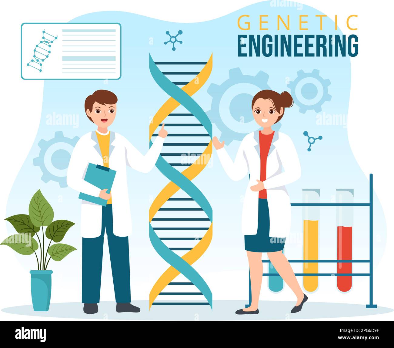 Genetic Engineering And Dna Modifications Illustration With Genetics Research Or Experiment