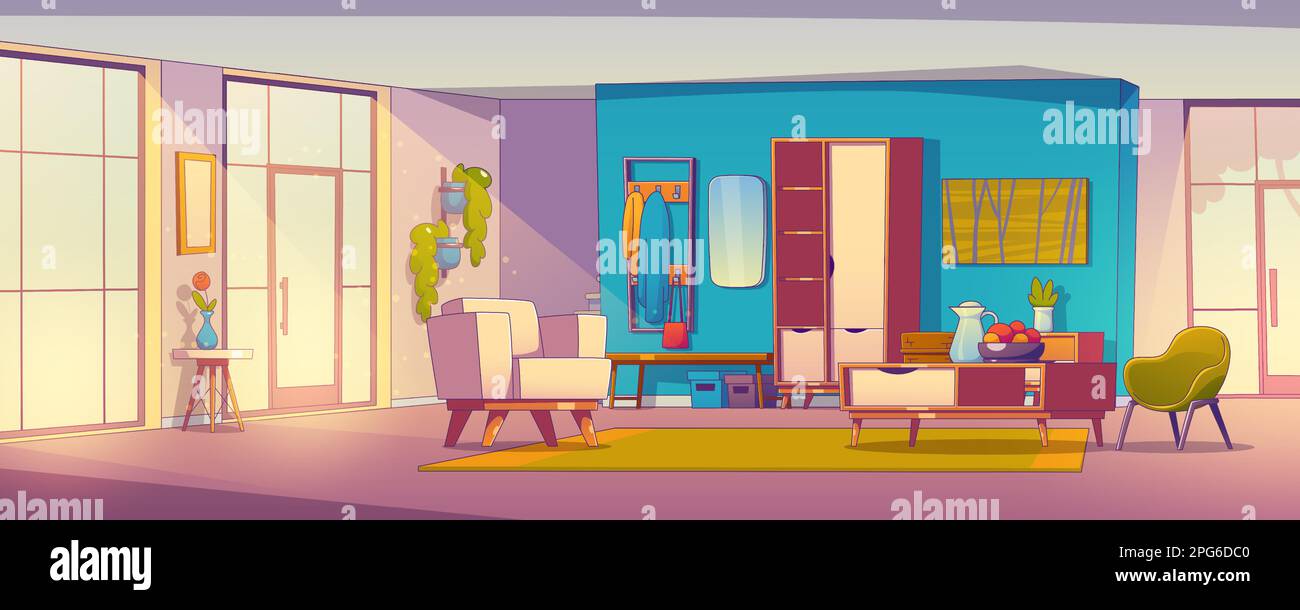 Contemporary home hallway interior design. Vector cartoon illustration ...