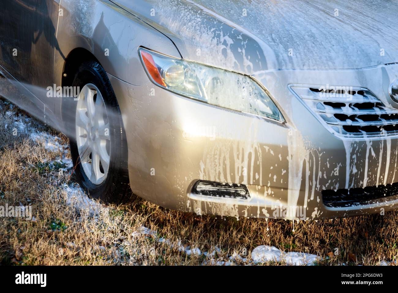 When washing a car, foam is left on the vehicle Stock Photo - Alamy