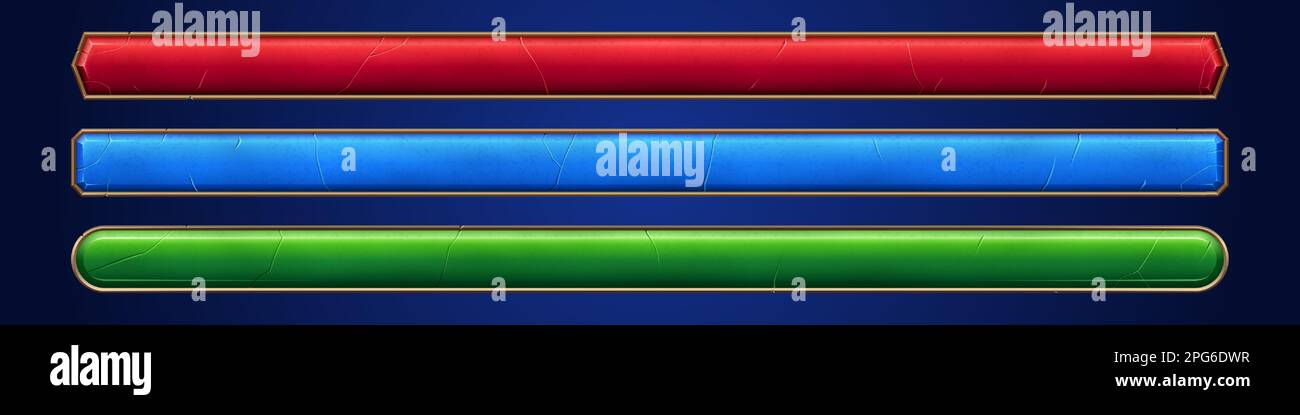Game progress bars, banners for ui interface design. Long buttons with ...