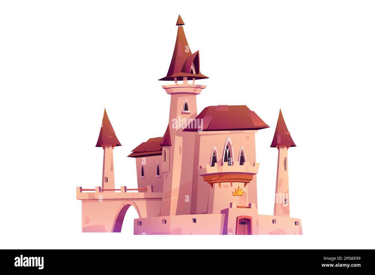 Magic princess palace, medieval royal castle with gold crown. Fantasy ...