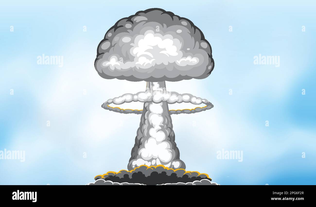 Atomic Bomb Mushroom Cloud in Blue Sky illustration Stock Vector Image ...