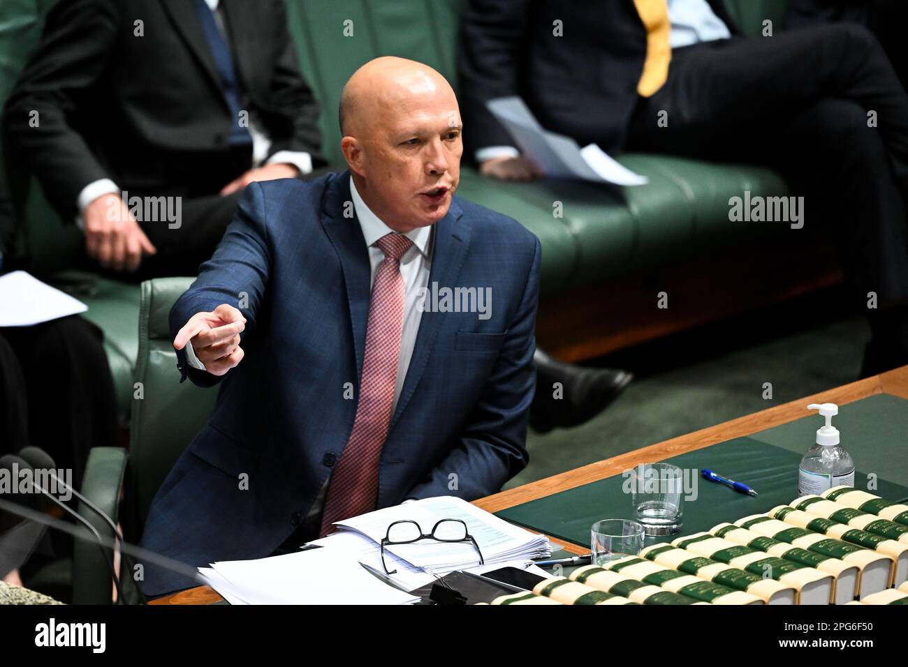 Australian Opposition Leader Peter Dutton reacts during House of ...