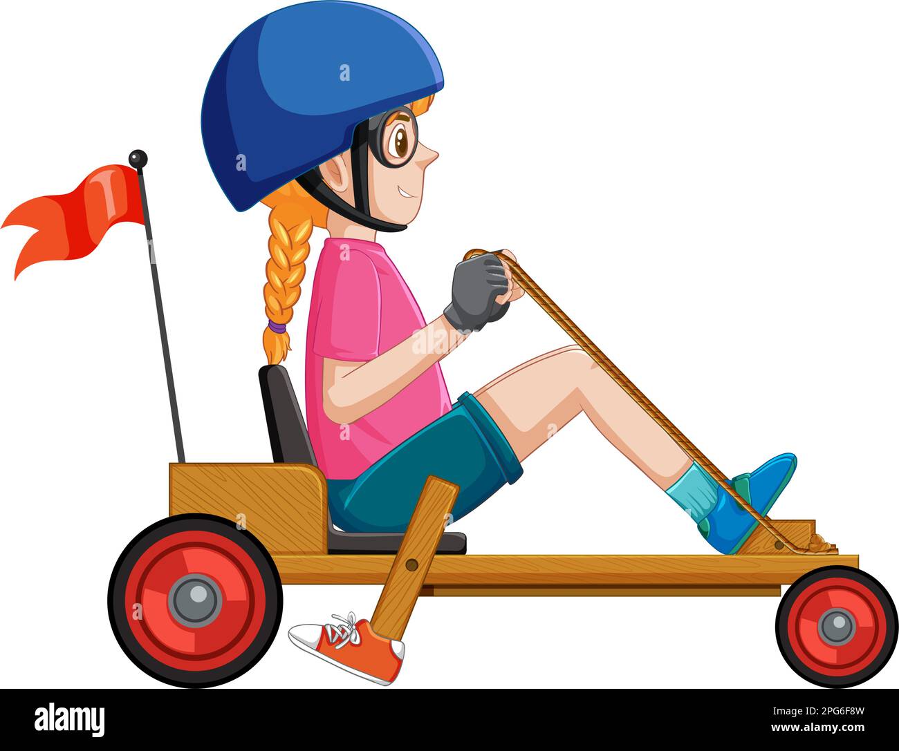 Girl driving Billy cart illustration Stock Vector Image & Art - Alamy