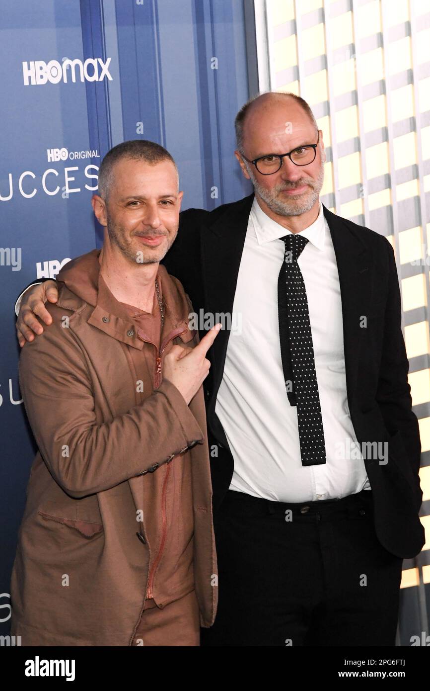 New York, USA. 20th Mar, 2023. Jeremy Strong and Jesse Armstrong attend ...