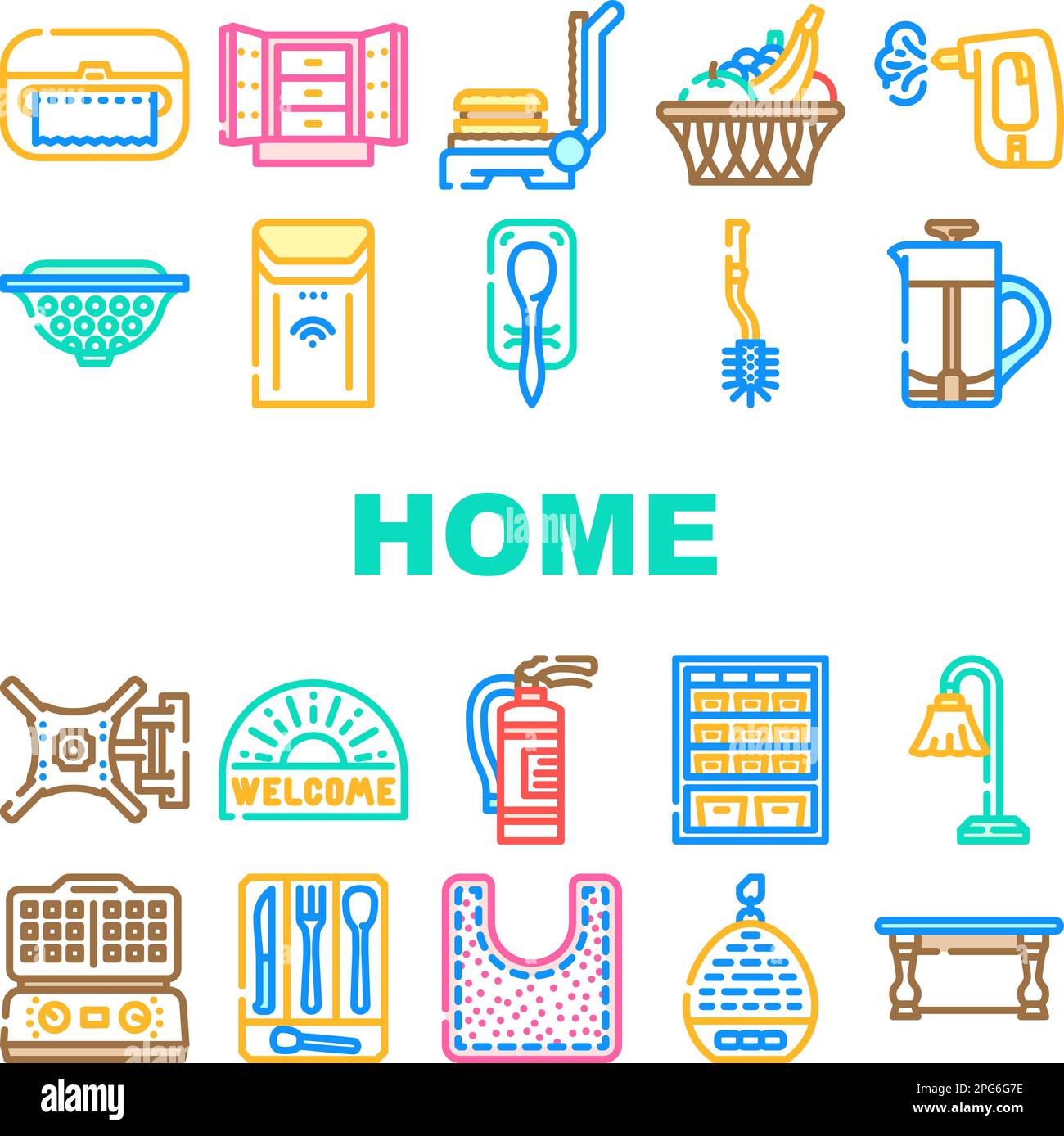 home interior house design icons set vector Stock Vector Image & Art ...