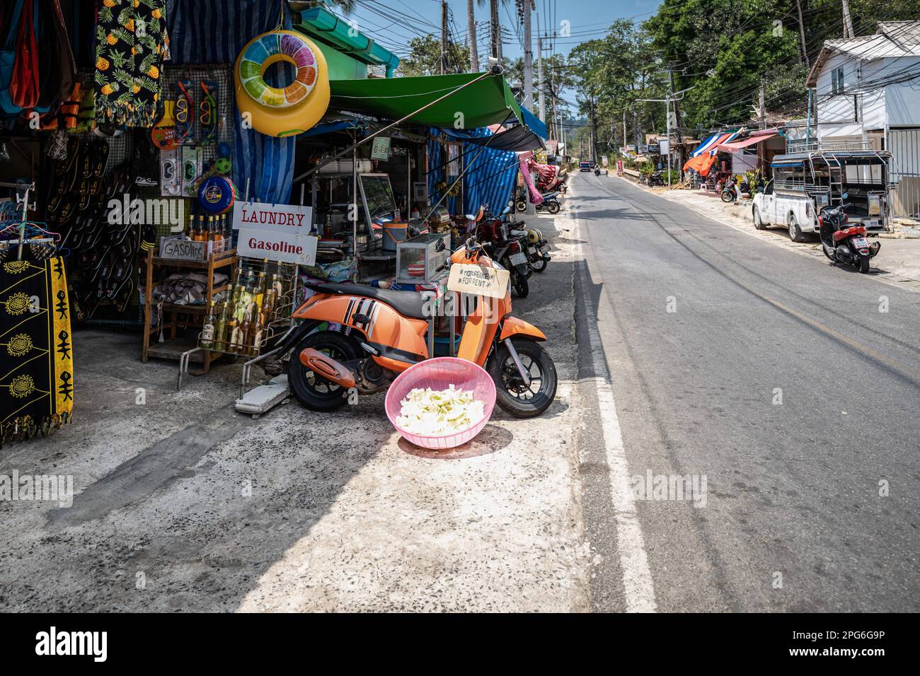 A local shop on the main road in Lonely Beach village, south of Koh ...