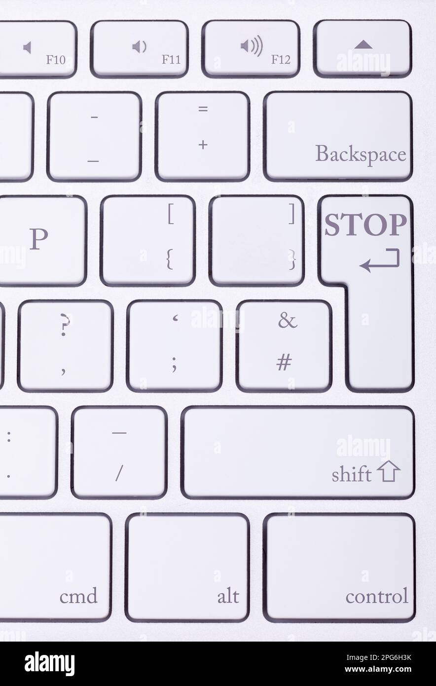 STOP word written on standard keyboard. Danger and you habe to stop ...