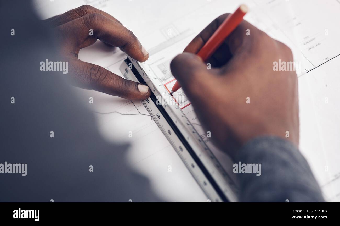 Measurements are key in architecture. High angle shot of an ...