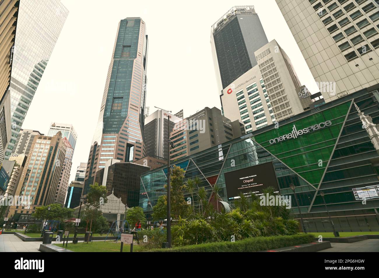 Center of Raffles Place, the financial heart of Singapore which ...