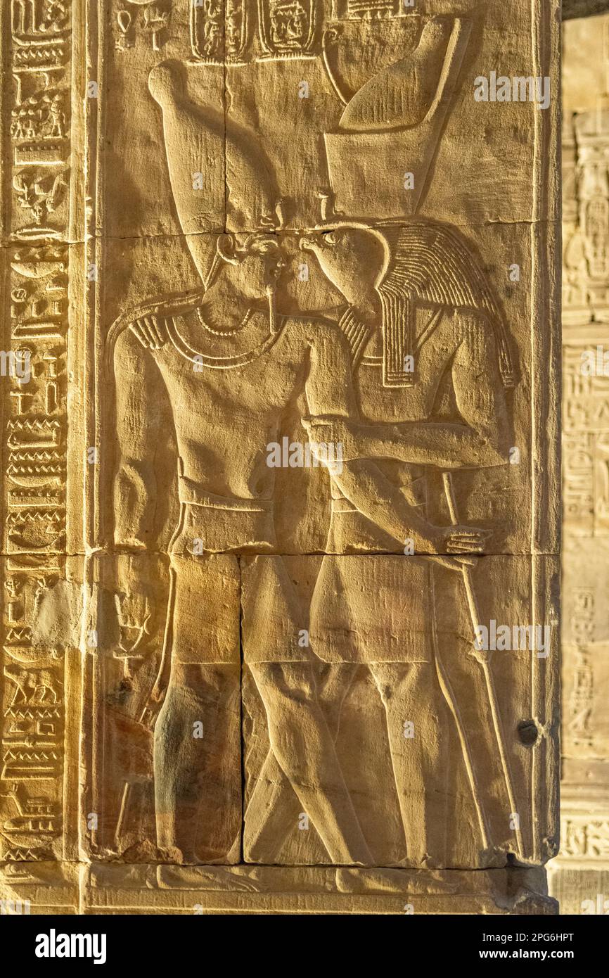 Bas Relief Scene in Edfu Temple, Edfu, Egypt Stock Photo - Alamy