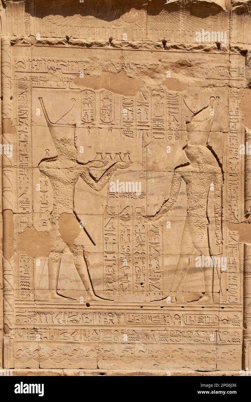 Bas Relief Scene in Edfu Temple, Edfu, Egypt Stock Photo - Alamy