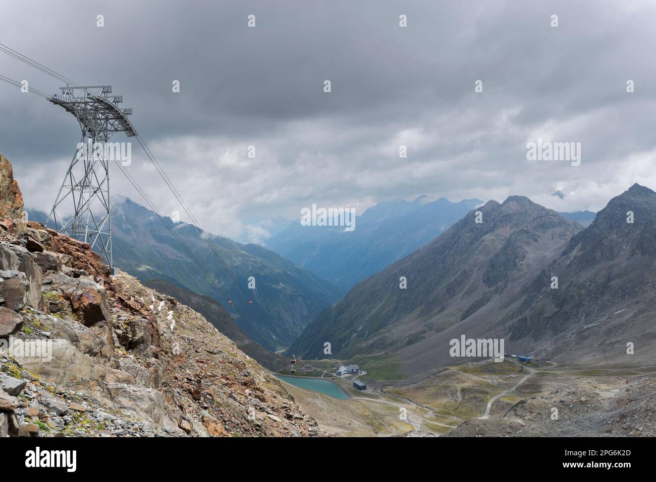 Cable car in the Stubai Glacier, Austrian Alps, municipality of ...