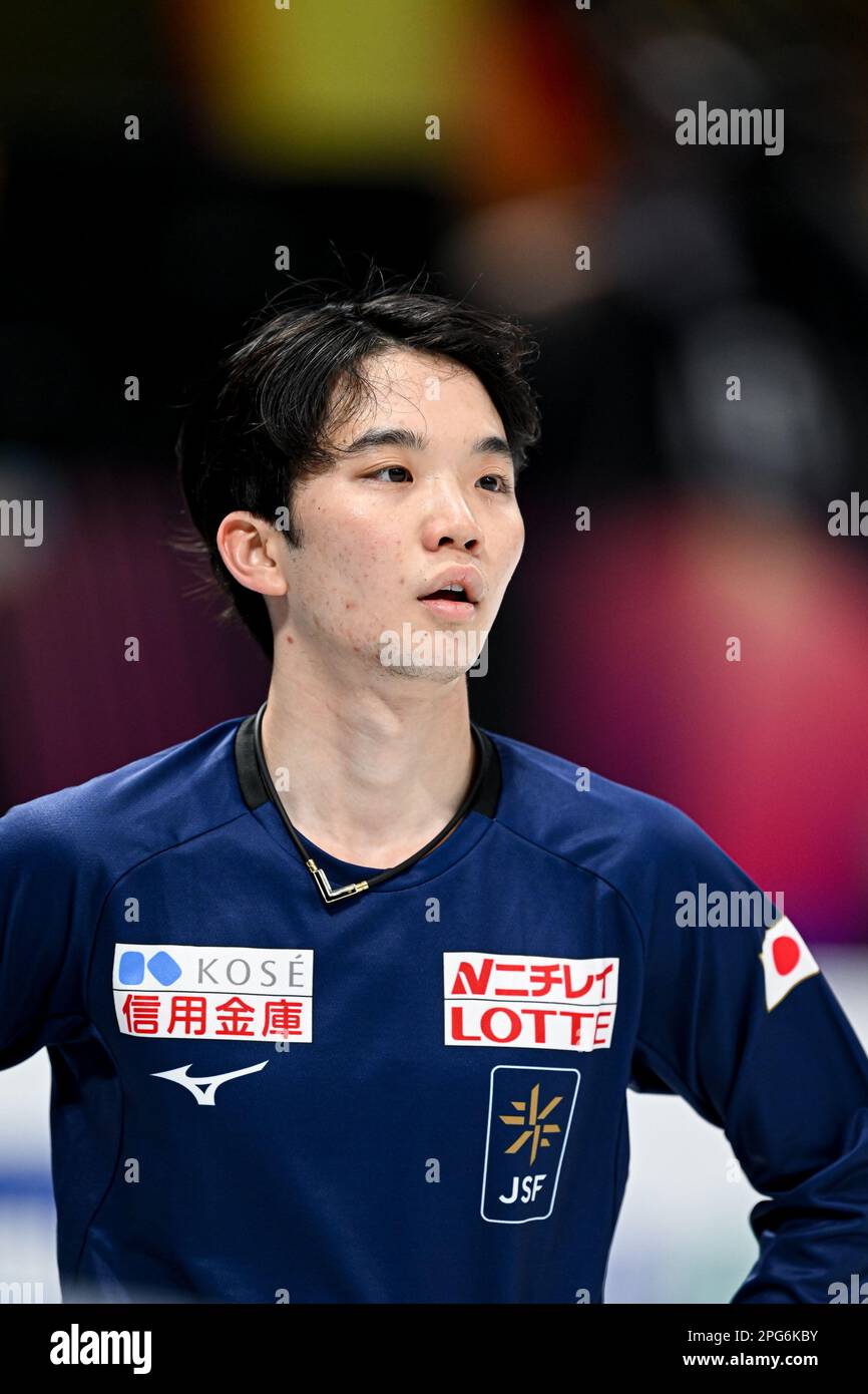Kazuki TOMONO (JPN), during Men Practice, at the ISU World Figure Skating Championships 2023, at ...
