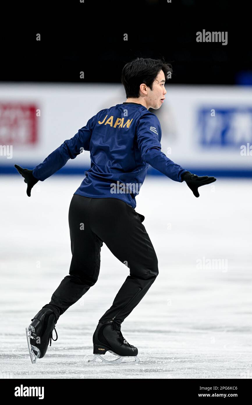 Kazuki TOMONO (JPN), during Men Practice, at the ISU World Figure ...