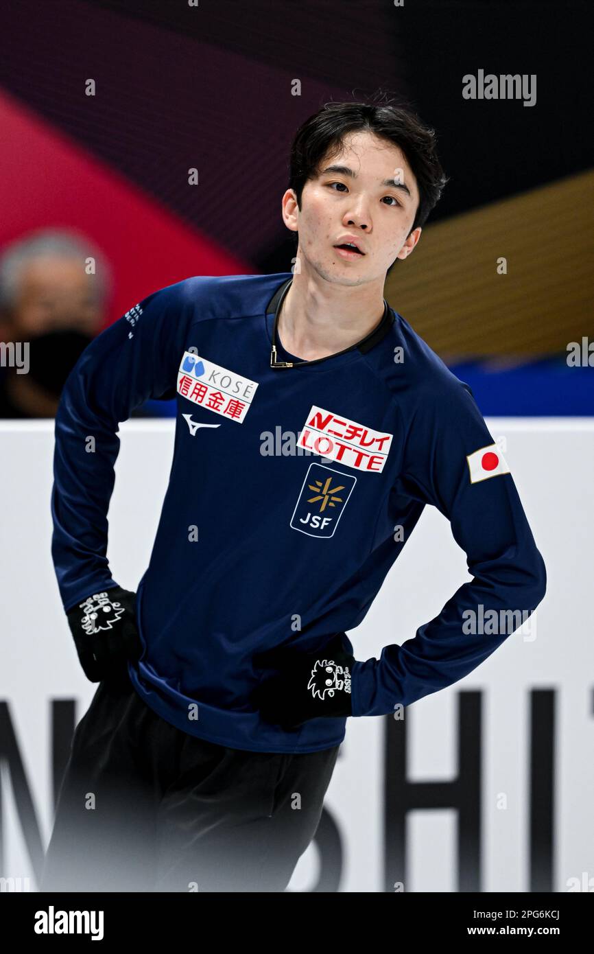 Kazuki TOMONO (JPN), during Men Practice, at the ISU World Figure ...