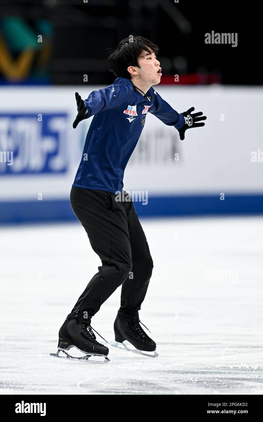 Kazuki TOMONO (JPN), during Men Practice, at the ISU World Figure ...